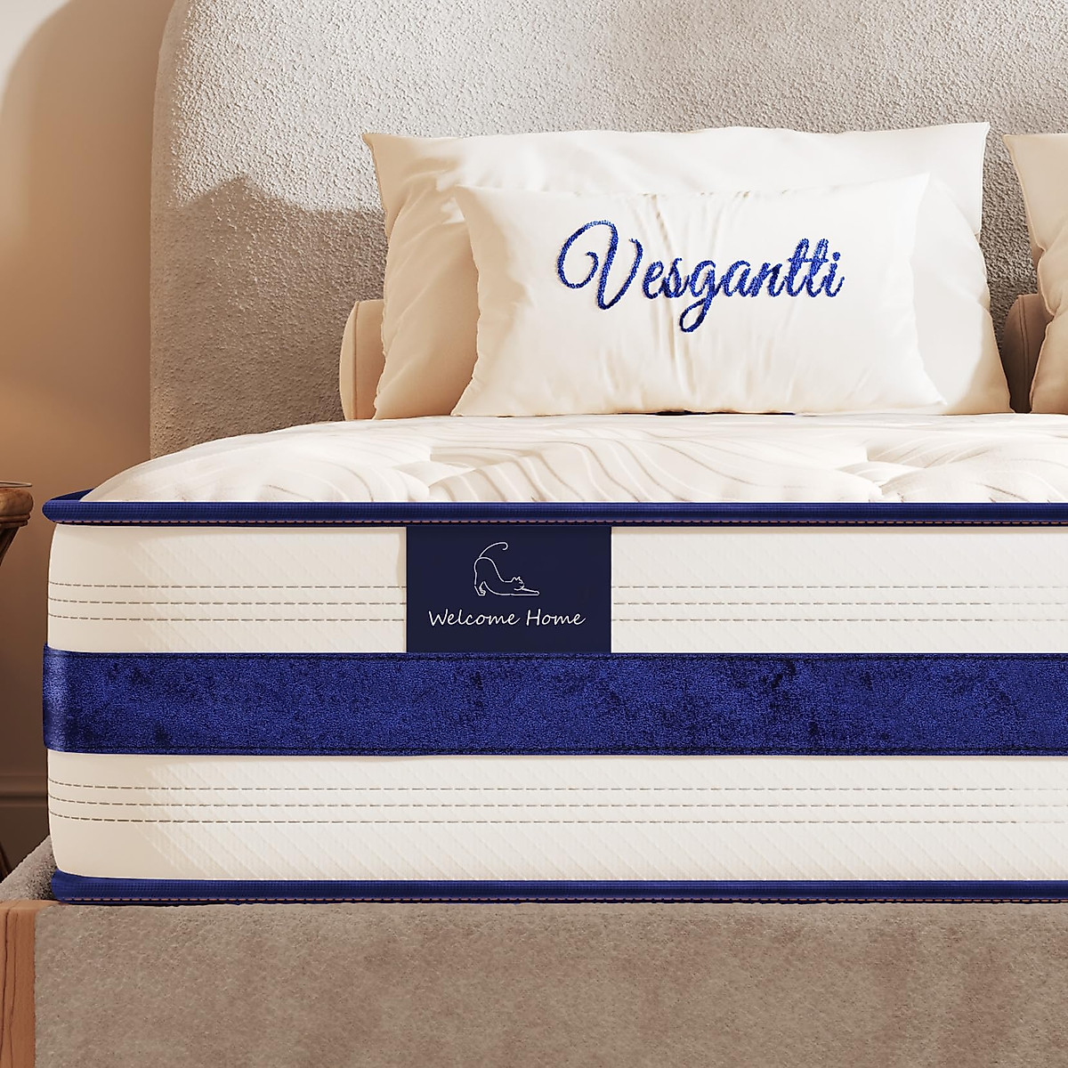 Vesgantti Full Szie Mattress, 10 Inch Full Hybrid Mattress with Memory Foam, Support & Pressure Relief, Medium Firm Feel Mattress in a Box (54x75x10 Inches, Full Size)