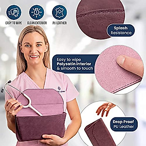 BJÖRN HALL Stethoscope Case for Nurses | Littman Classic III MDF | Nursing Personalized Leather Carry Travel Accessories | Nurse Women Men Bag | Fits Essentials Badge Reel Pen Charms | Crushed Violet