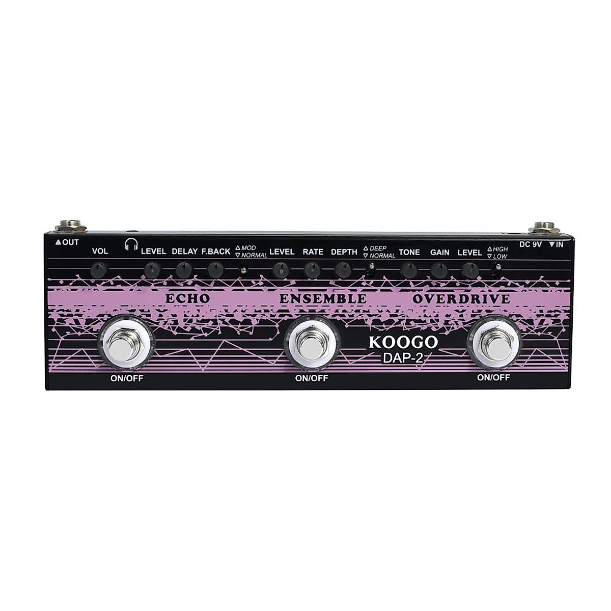 Koogo Multi Guitar Effect Pedal Echo & Ensemble & Overdrive 3-in-1 Analog Effects Pedals For Electric Guitar