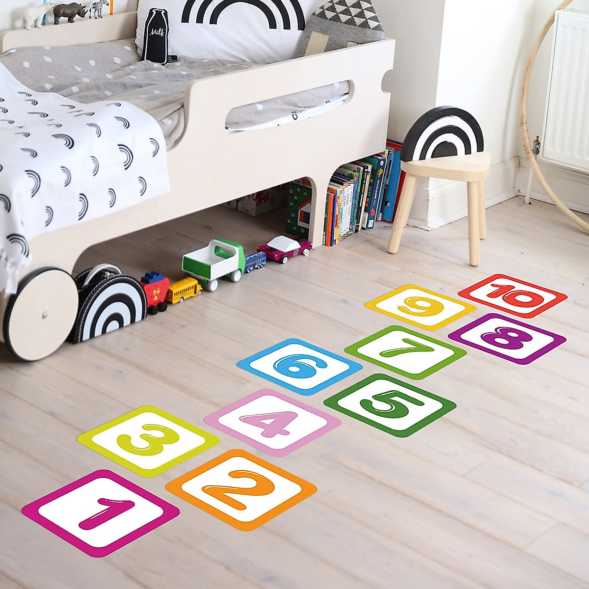 SH-RuiDu Stickers Number Footprint Stickers Hopscotch Floor Sticker for Kids Room Classroom Nursery Decor