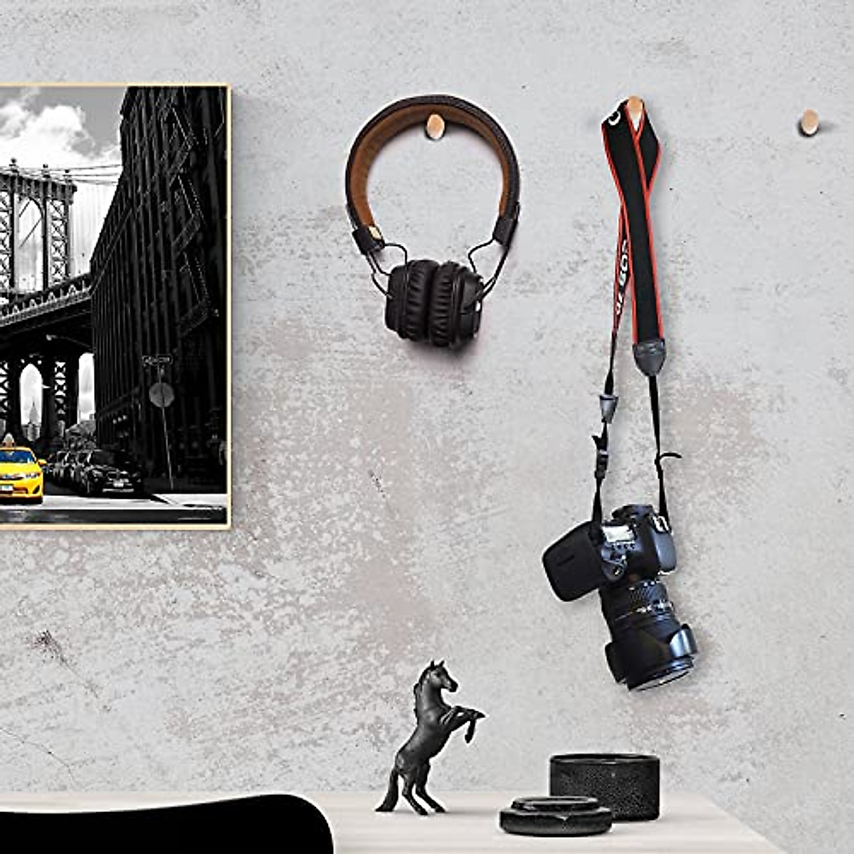 mosuniro Wood Wall Hooks Set, 6 Pack Wall Mounted Single Coat Hook, Decorative Wooden Coat and Hat Hanger Hooks for Hanging Coats Hats and Bags (Beech Wood, 2.3 inch)