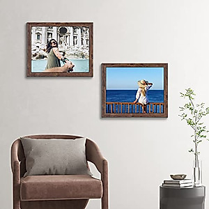 Calenzana 16x20 Poster Picture Frames Rustic Distressed Photo Frame 16 x 20 Set, Wall Hanging, 2 Pack, Brown