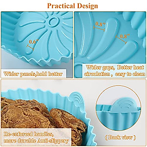 Stron-Dura 2 Pack Air Fryer Liners for 3 to 5 QT, Air Fryer Silicone Liners ，Easy clean Reusable Silicone Air Fryer Liners, Blue + Red, (Top 8in, Bottom 6.75 In)