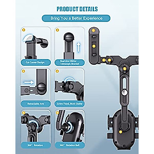 Phone Mount for Car【Big Rear Mirrors Friendly】 2023 New Rear View Mirror Phone Holder, Lighter 360 Rotatable and Retractable Car Phone Holder for Apple Samsung 4-7 Inch Mobiles & All Vehicles