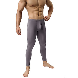 IYUNYI Mens Thin Ice Silk Compression Baselayer Thermal Long Johns Underwear Gray