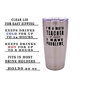 Rogue River Tactical Funny Math Teacher Problems Large 20 Ounce Stainless Steel Travel Tumbler Mug Cup w/Lid School Professor Teaching Educator Gift