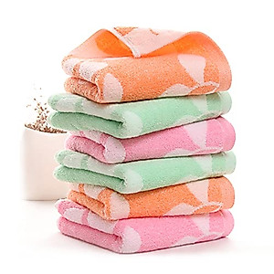 Pidada Hand Towels Set of 2 Leaves Floral Pattern Soft Absorbent Towel for Bathroom 13.4 x 29.1 Inch (Orange)