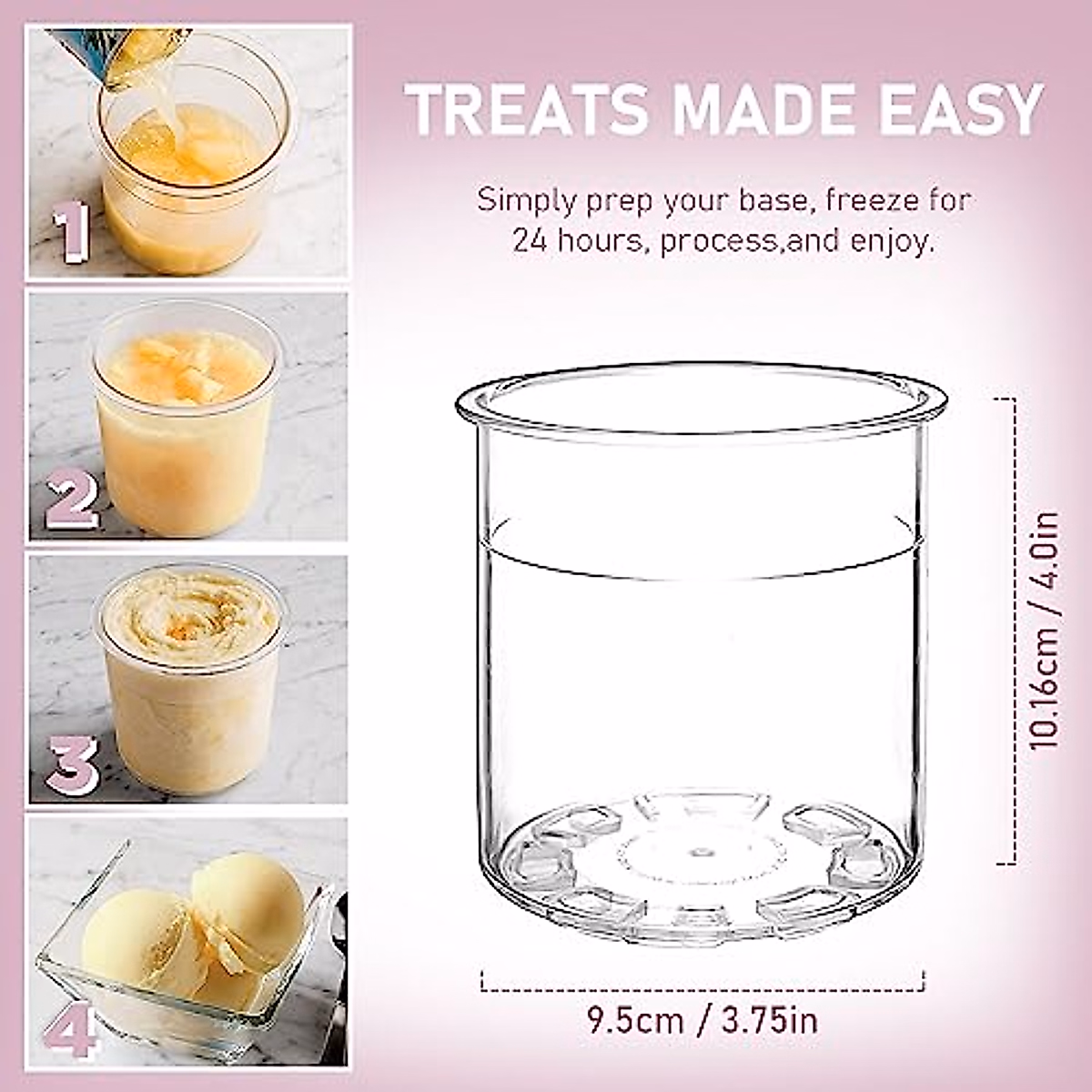 Ice Cream Machines Containers Lids BPA-Free & Dishwasher Safe, Containers Replacement Pints and Lids Compatible with NC299AMZ & NC300s Series Creami Ice Cream Makers(Pink/Grey)