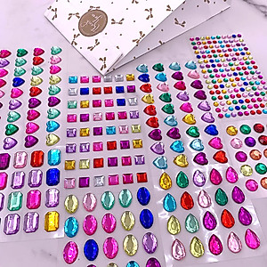 365pcs Jewels Stickers Gem Stickers Rhinestone for Crafts Sticker Gems Self Adhesive Bling Jewels