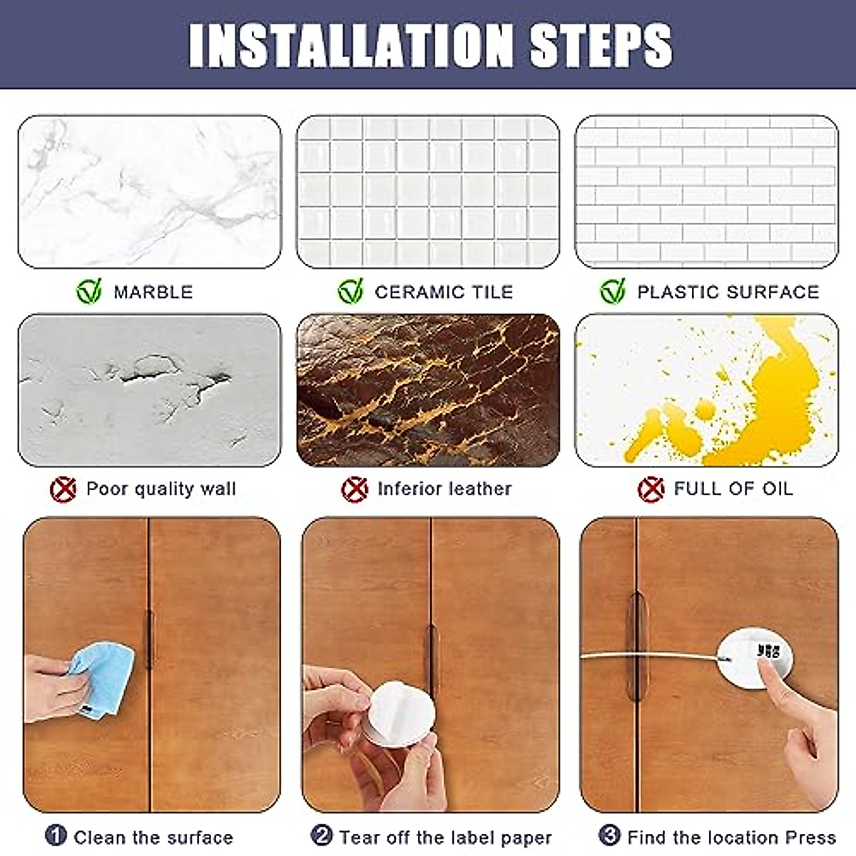 2pcs Refrigerator Lock, Fridge Locks for Kids Self Adhesive No Drilling Refrigerator Door Locks Freezer Lock for Cabinet Window Drawer Appliances