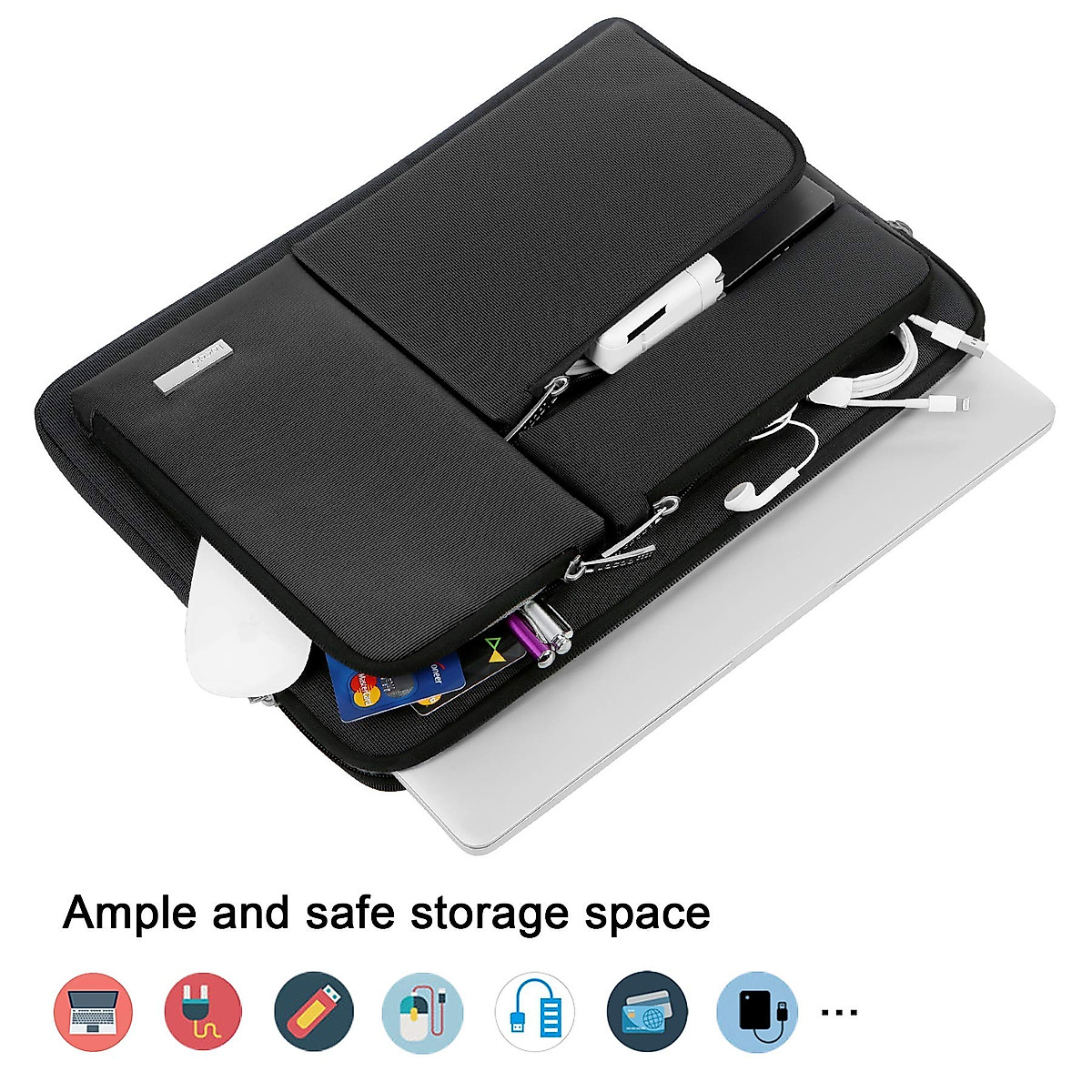 Lacdo Chromebook Case Laptop Sleeve for 11.6 inch Samsung HP Lenovo Dell Acer ASUS Chromebook, 13 inch Microsoft Surface Pro 11 Copilot+PC/Surface Pro 10 9 8 X, 11.6" MacBook Air Computer Bag, Black