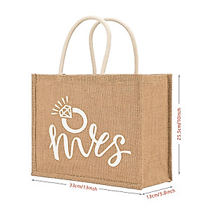 PARBEE Wedding Gift Bag Bridal Shower Jute Tote Bags, Gift Bag for Engagement, Bachelorette, Wedding Party, Honeymoon - Mrs
