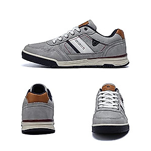 AX BOXING Mens Casual Shoes Comfortable PU Leather Fashion Sneakers Breathable Low-Top Walking Shoes(Grey, Size_10)