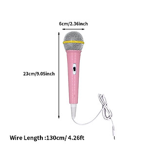Yuhoo Wired Microphone, Wired Dynamic Microphone 3.5mm Jack Lightweight No Battery for Kids Singing Mechine Home Wired Microphone(Pink) free size