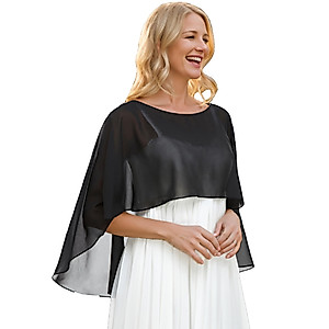 Pukguro Sheer Shawls and Wraps for Evening Chiffon Capes for Women Wedding Cover Up Black