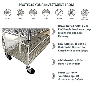 Formosa Covers | Storage Shelving Unit Bottom Rack Cover, See Through PVC (48" W x 18" D x 6" H) (Cover Only)