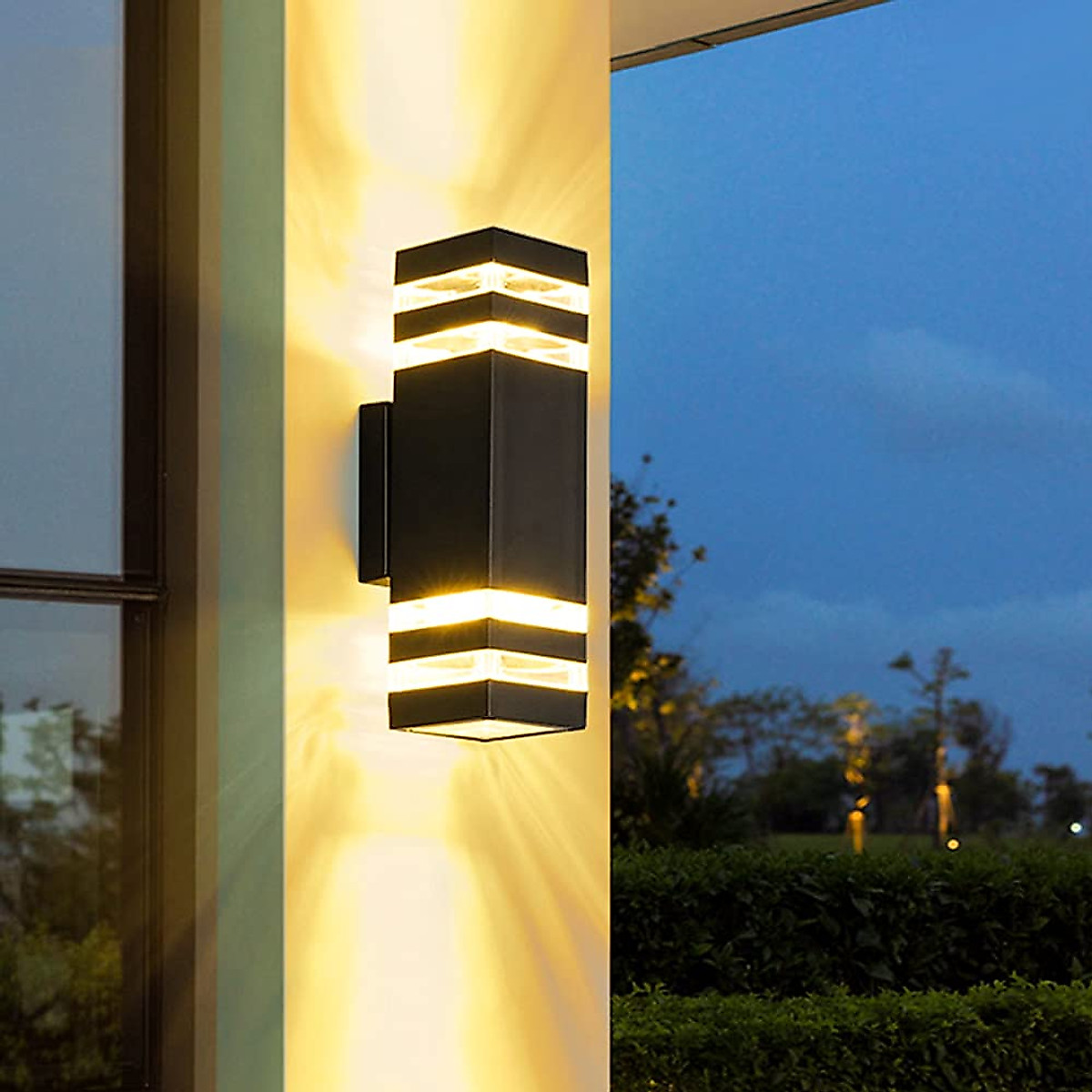 Tenlison 2 Pack Outdoor Wall Light Modern Waterproof Up Down Aluminum Cylinder LED Fixtures Dual Head Lamp With E26E27 Socket AC85-277V for Courtyard Garden Porch Corridor.(Including bulb), 2P