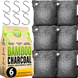 Nature Fresh Charcoal Bags Odor Absorber (Large, 4 Pack, 200g each), Reduce Odors Naturally with Bamboo Charcoal Air Purifying Bags for Car, Home, Closet, Shoe Deodorizer Eliminator Freshener Remover