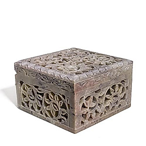 Hashcart Hand-Carved Jewelry Storage Box - Decorative Trinket Box - Birthday, Anniversary, Housewarming, Gifts for Women | Ring Box |