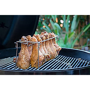 Chicken Leg And Wing Rack For Grill Smoker Oven - Easy To Use 14 Slots Chicken Leg Rack - High Grade Stainless Steel Chicken Wing Rack Chicken Drumstick Holder For Perfect Cook