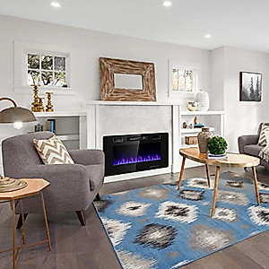 Tangkula 36 Inches Recessed Electric Fireplace, in-Wall & Wall Mounted Electric Heater with Adjustable Flame Color & Speed, Remote Control, Touch Screen, 750-1500W (36 Inches)