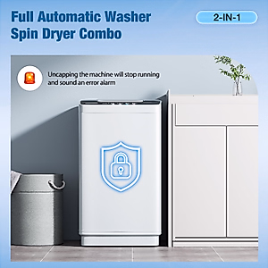 Haddockway Portable Washing Machine,Compact Laundry Washer Energy Saving,2.1 Cu.ft Top Load Washer,10 Programs 8 Water Leves,Full-automatic Washer and Spinner with LED Display/Drain Pump for Home,Dorm