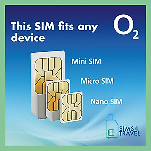 Sims4Travel Prepaid O2 SIM Card Pre-Loaded with 25GB of 4G/5G Data for use in 47 Countries Worldwide (Valid for 30 Days). No Commitments, No Checks, No Tie-ins and No Personal ID. Easy to Renew