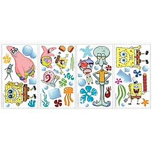 RoomMates RMK1380SCS Spongebob Squarepants Peel and Stick Wall Decals 10 inch x 18 inch