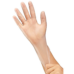 Care Plus Medical Vinyl Exam Gloves Medium, Latex Free, Powder Free, Rubber, Non Sterile Exam, Healthcare, Doctor, Home and Food Safe, 100 Count