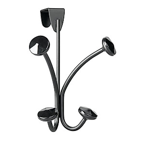 mDesign Decorative Over Door 4 Hanging Hooks, Steel Storage Organizer Rack for Coats, Hoodies, Hats, Scarves, Purses, Leashes, Bath Towels, Robes, Mens and Womens Clothing - 2 Pack - Matte Black