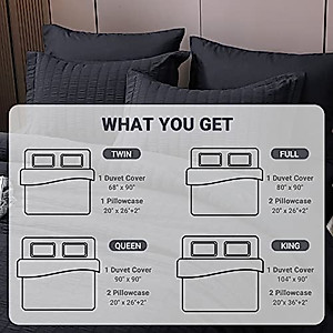 HYMOKEGE Duvet Cover Queen 3 Pieces, Black Seersucker Duvet Cover Set, Luxury Soft Brushed Microfiber Bedding Set with 1 Comforter Cover & 2 Pillow Shams, 90x90 Inch