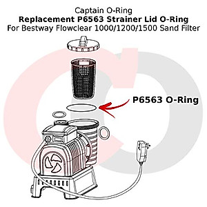 Captain O-Ring - Replacement P6563 O-Ring for Bestway Flowclear 1000/1200/1500 Sand Filter Strainer Lid (2 Pack)
