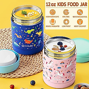 Fimibuke Kids Bento Snack Lunch Box with 4 Compartment, Insulated lunch Bag, Stainless Steel Vacuum Thermos Food Jar, Ice Pack, Utensils Set, Birthday Gift for Age 3-12 Back to School Toddler Girl Boy