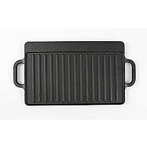 HAWOK Cast Iron Reversible Grill Rectangular Griddle 12.6x8 inch