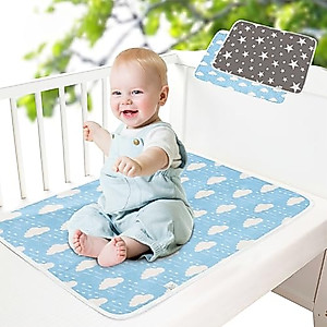 Waterproof Baby Diaper Changing Pad Multi Function Diaper Change Mat for Girls Boys Newborn - Leak Proof Sanitary Mats for Home and Outdoor, Travel,Premium Liners 19.6X27.5 in (Grey&Blue)