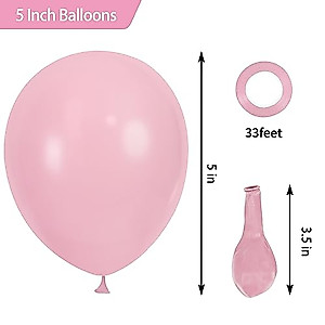 RUBFAC Pastel Pink Balloons, 70pcs 5 Inch Light Pink Balloons and Ribbon, Thick Latex Balloons for Valentine's Day Birthday Wedding Baby Shower Graduation Anniversary Party Decorations