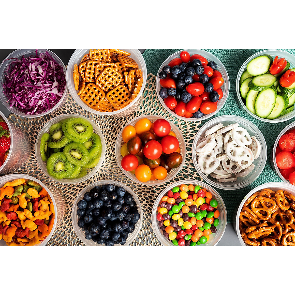 Deli Plastic Food Containers with Airtight Lids [50 Sets], Leakproof Slime Small Combo Pack [Reusable, Storage, Disposable, Meal Prep, Soup, Microwaveable & Freezer Safe] (16oz)