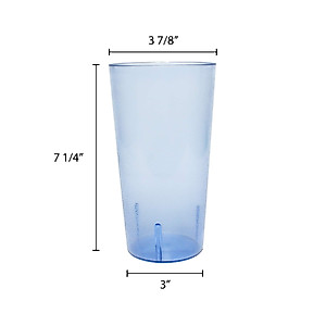 32 oz. (Ounce) Restaurant Tumbler Beverage Cup, Stackable Cups, Break-Resistant Commerical Plastic, Set of 4 - Blue
