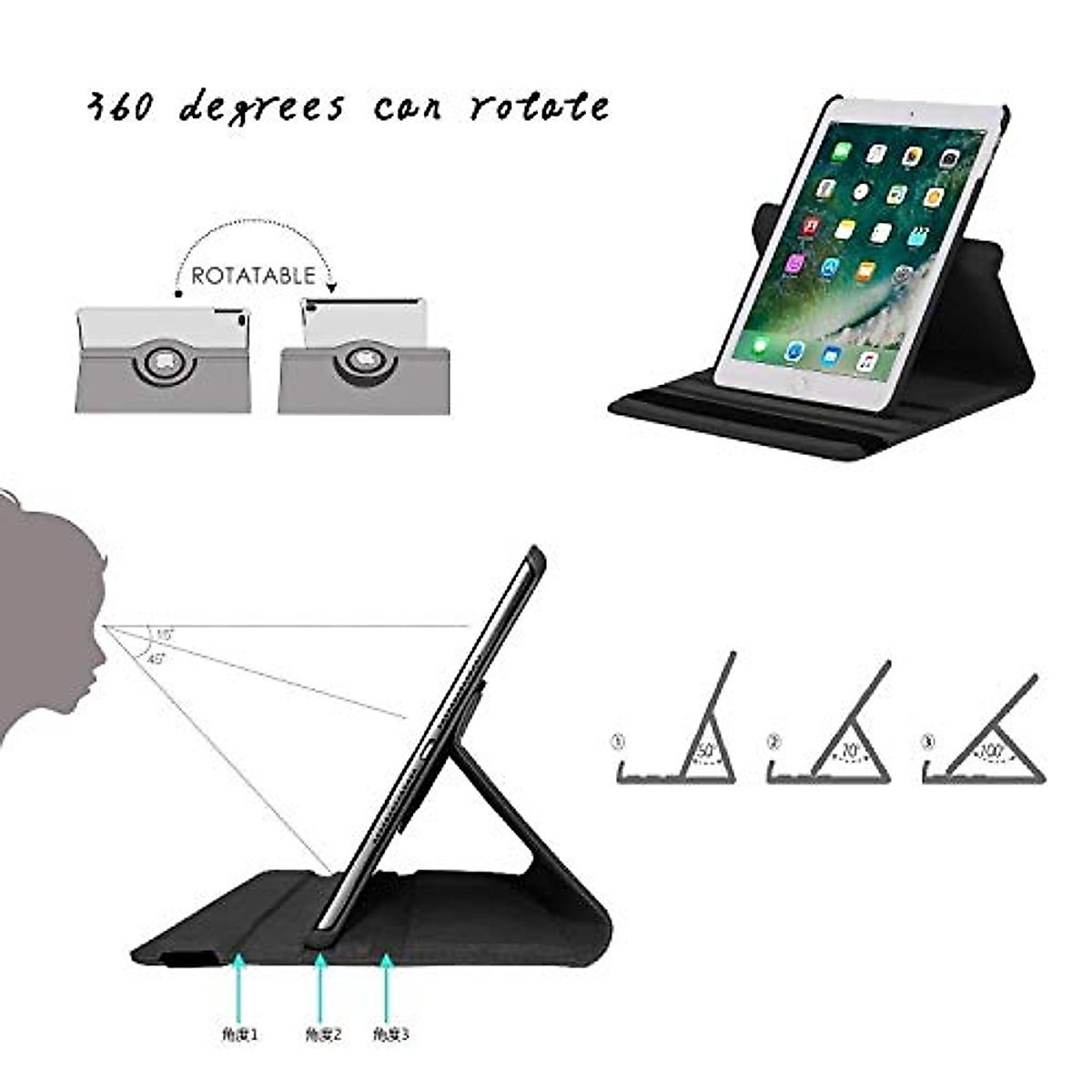 Newraturner Rotating Case for iPad 9th Generation (2021) / 8th Generation (2020) / 7th Gen (2019) 10.2 Inch --360 Degree Rotating Stand Protective Cover, Auto Sleep/Wake Function