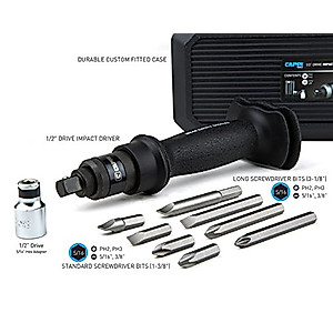 Capri Tools Premium Impact Driver Set, Manual Reversible, for Brake Caliper Screws, 1/2" Drive, Screwdriver