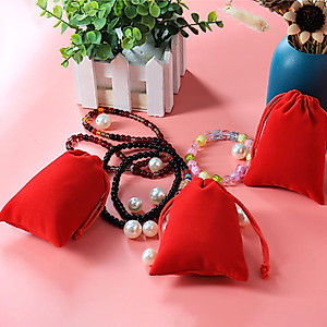 Shintop 10 Pack Velvet Drawstring Bags for Christmas Wedding Gift Bags Velvet Cloth Jewelry Pouches (2.75” x 3.54” , Red)