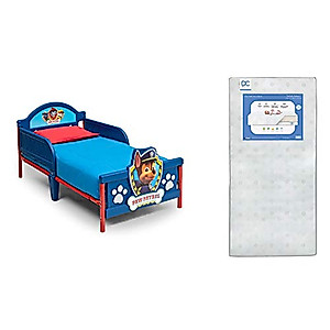 Delta Children 3D-Footboard Toddler Bed, Nick Jr. PAW Patrol + Delta Children Twinkle Galaxy Dual Sided Recycled Fiber Core Crib and Toddler Mattress (Bundle)
