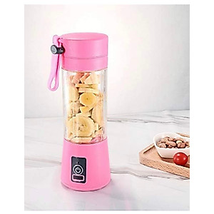 USB Portable Blender Juicer Cup, 3CPRECIOUS Fruit Juice mixer, Mini Portable Rechargeable Battery/Juicing Blender Mixer, 380ml (Pink)