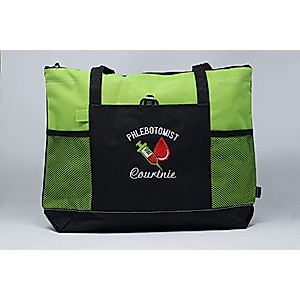 Phlebotomist Personalized Tote Bag with Mesh Pockets, Front Pocket, Zippered Closure