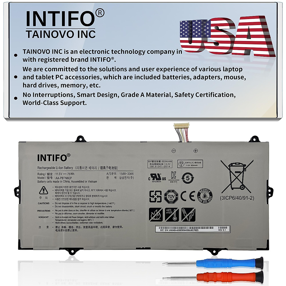 INTIFO 75Wh AA-PBTN6EP Laptop Battery Compatible with Samsung Notebook 9 900X3T 900X5T 930XBE 950XBE NP900X3T NP900X5T NP950XBE NT900X3T NT900X3U NT900X5T NT900X5U NT900X5V NT950XBE Series