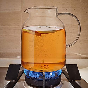 Hedume 2 Liter 68 Ounces Glass Pitcher with Lid, Large Heat Resistant Glass Beverage Pitcher, Glass Water Pitcher with Lid and Handle, Carafe for Iced Tea, Wine, Coffee, Milk and Juice Beverage