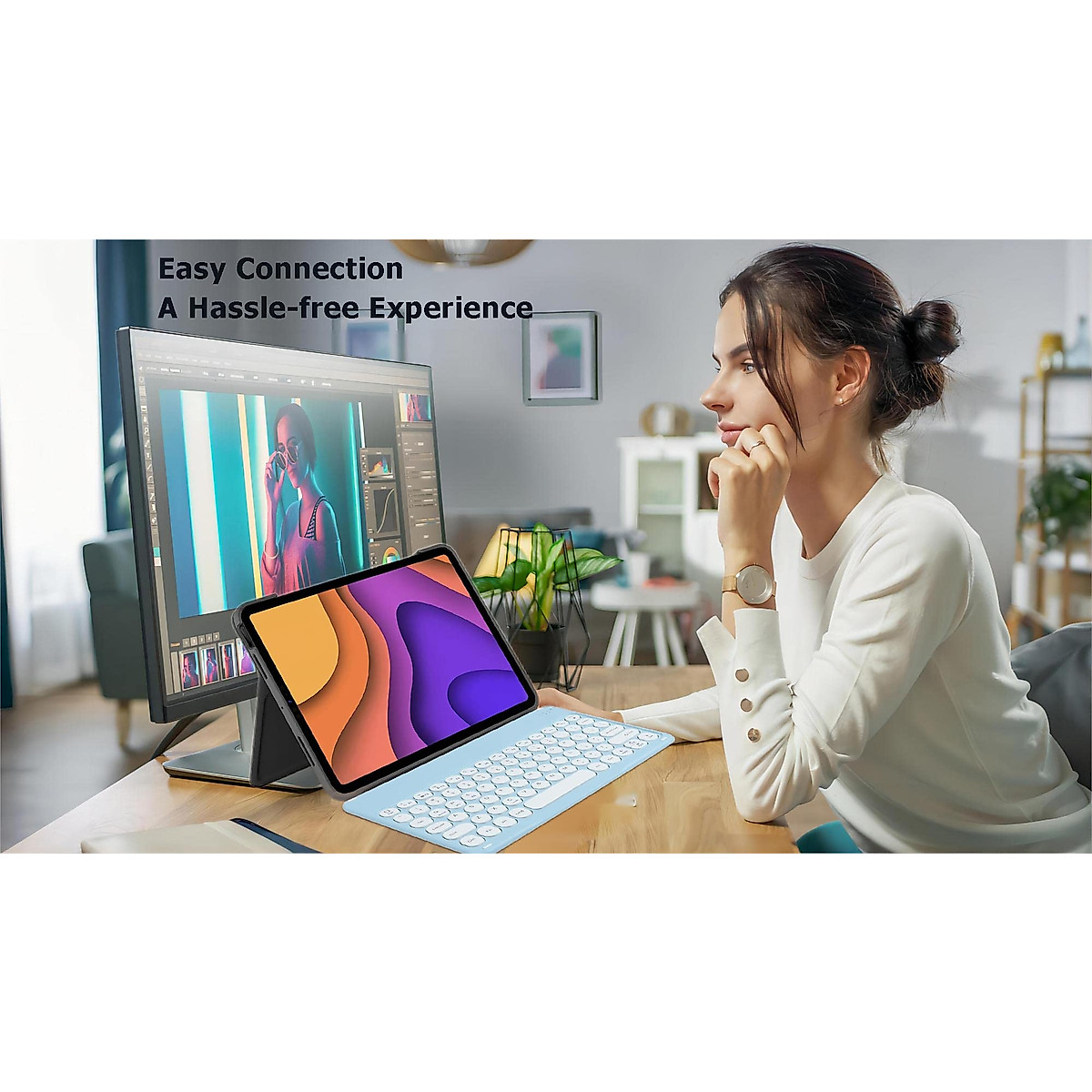 Wireless Bluetooth Keyboard and Mouse Combo Portable Mini Small Slim Compact Typewriter Ergonomic Travel Bluetooth Keyboard Mouse for iPhone iPad Mac Macbook Pro Laptop Android Phone Samsung Tablet