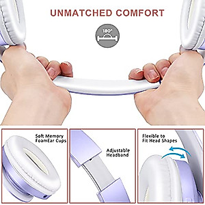 ZIHNIC Bluetooth Headphones Over-Ear, Foldable Wireless and Wired Stereo Headset Micro SD/TF, FM for Cell Phone,PC,Soft Earmuffs &Light Weight for Prolonged Wearing (Purple)