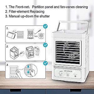 Personal Air Cooler, 5000 mAh Battery Operated 60° and 120°Auto Oscillation,Portable Air Conditioner Fan with 3 Refrigeration and 3 Wind Speeds,Ultra Quite Cooling Fan for Outdoor Home and Office