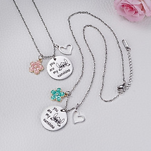 MIXJOY 2PC Stitch Gifts You are My Sunshine Stitch Necklaces Jewelry for Daughter Granddaughter Niece, Lilo and Stitch Lover Birthday Graduation Gifts for Teens